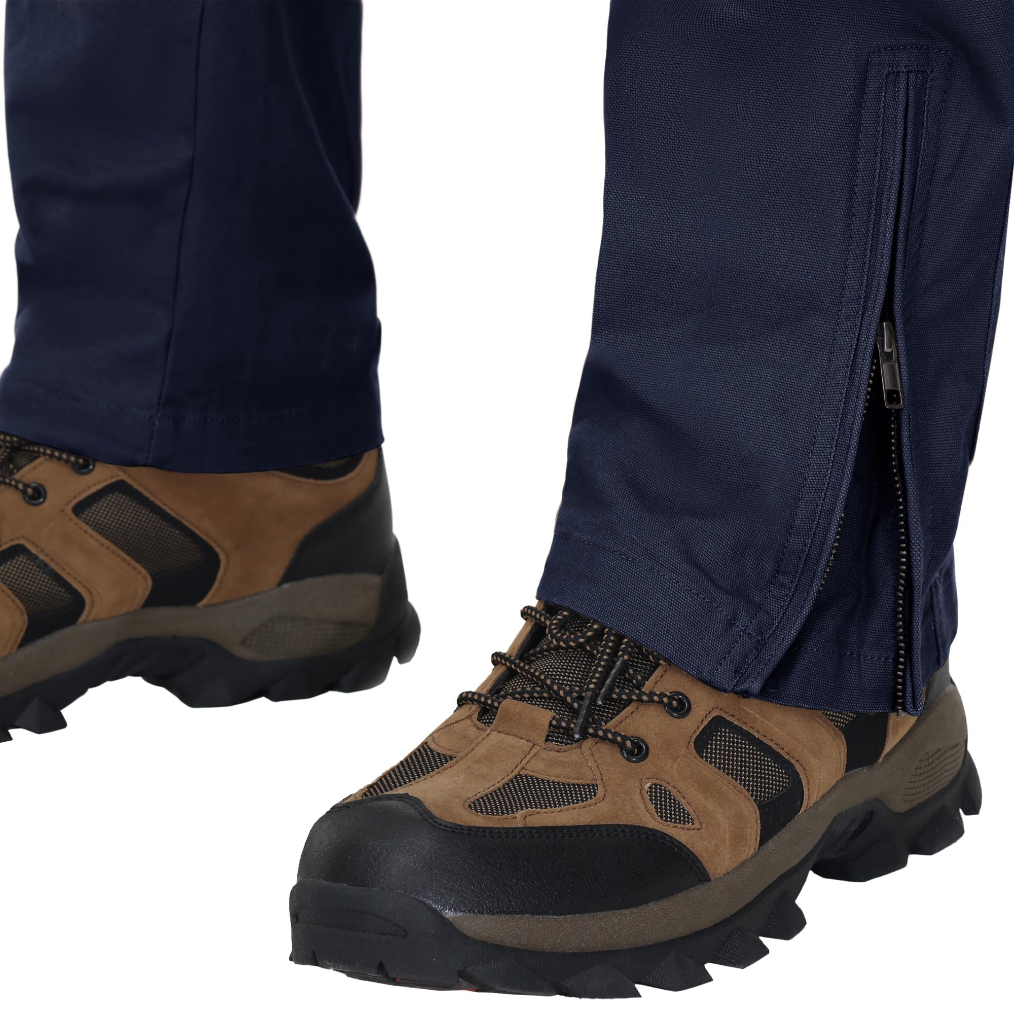 CRYSULLY Mens Military Tactical Pants Multi Pockets Cotton Combat Work Safari Ripstop Pant with Zipper Navy Blue 32