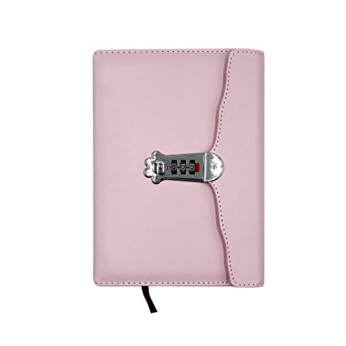 A5 PU Leather Cover Notebook with Combination Lock Diary Journal Travel Solid Color Digital Password Writing Book Notepad, 240 Pages,Lined Paper