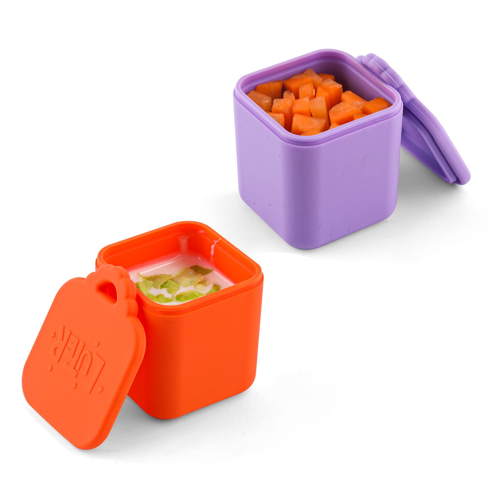 2PCS Dip Containers, Only Fits for Which is Redesigned, 4oz Silicone Salad Dressing Container Dipping Sauce Container Dipping Sauce Cups with Lids for School Lunch Picnic Travel