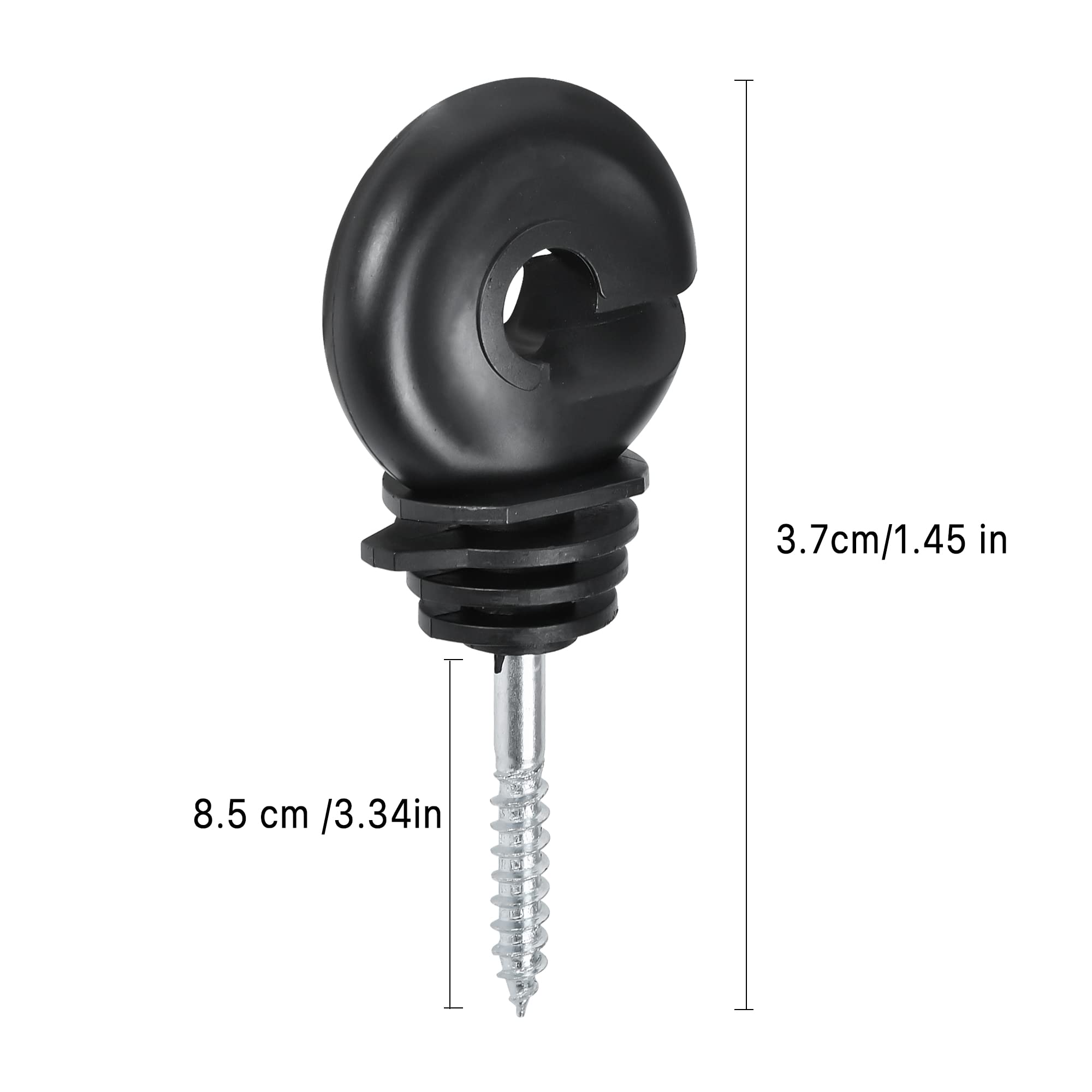 Gransuncy 50 PCS Black Electric Fence Insulator, Screw-in Insulator Fence Post Wood Ring Insulator for Farm Animal Fencing