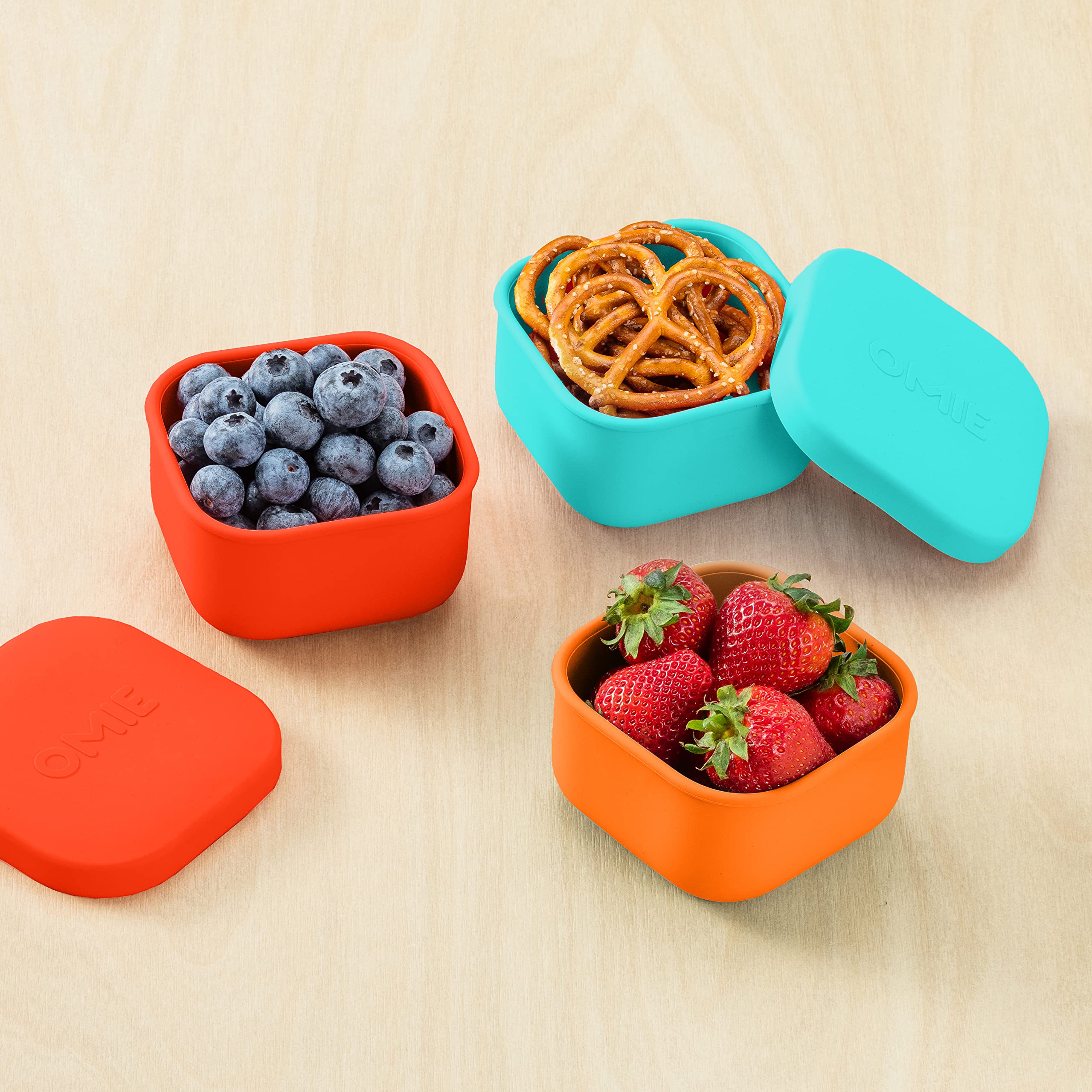Omie OmieBox Silicone Leakproof Snack Containers To Go, Food Storage Containers with Lid, School Lunch Bento Container - BPA Free, Airtight, Dishwasher and Freezer Safe, Oven Safe - 9.4 ounces