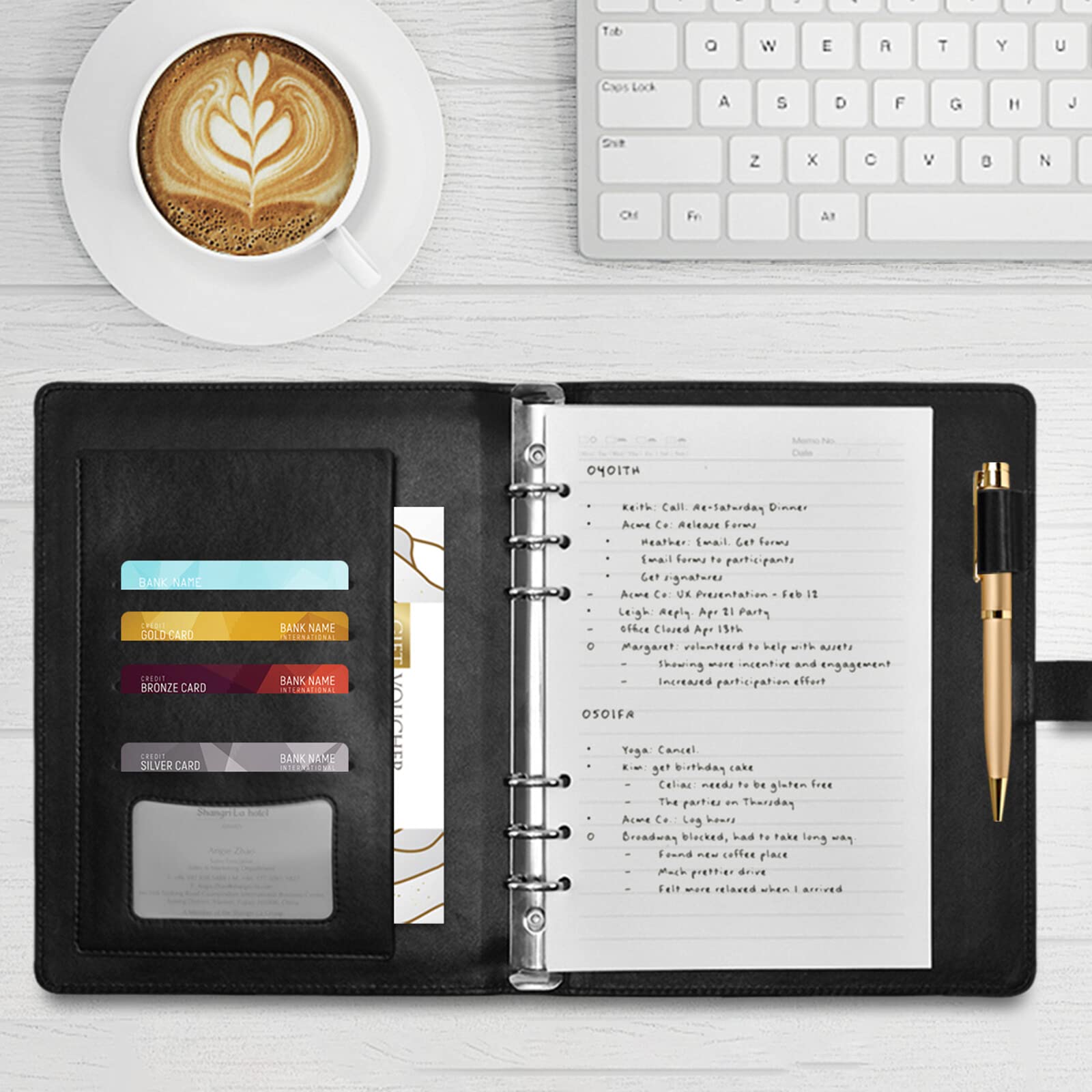 Navy Blue Digital Camouflage Fabric Texture Background Magnetic Clasp Synthetic Leather Binder Notebook Diary with Pockets & Pen Holder Loop, Stylish Pattern Journal for Men Women