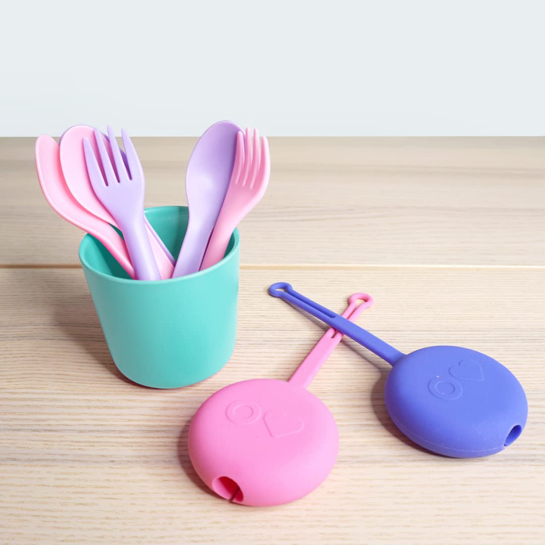 Omie OmieBox Utensil Refill Pack for OmiePod - Matches Bubble Pink or Lilac Purple OmieBox Utensil Set with Case - Reusable, Travel, Lunch Boxes - 6 pieces total (3 spoons + 3 forks) PODS NOT INCLUDED