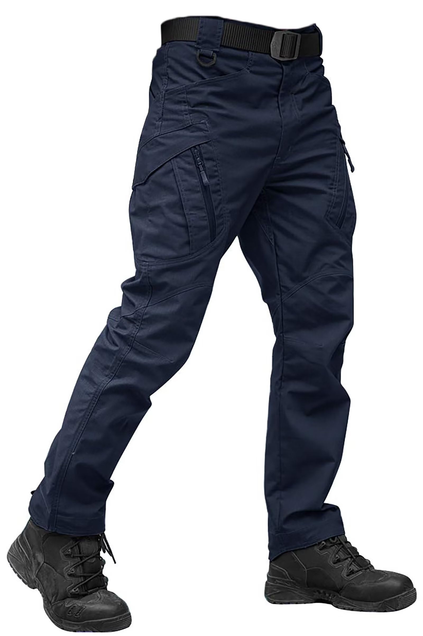 TACVASEN Work Pants for Men Construction Stretch Cargo Pants for Men 9 Pockets Tactical Pants Resistant Quick Dry Hiking Pants Water Lightweight Camping Navy 36