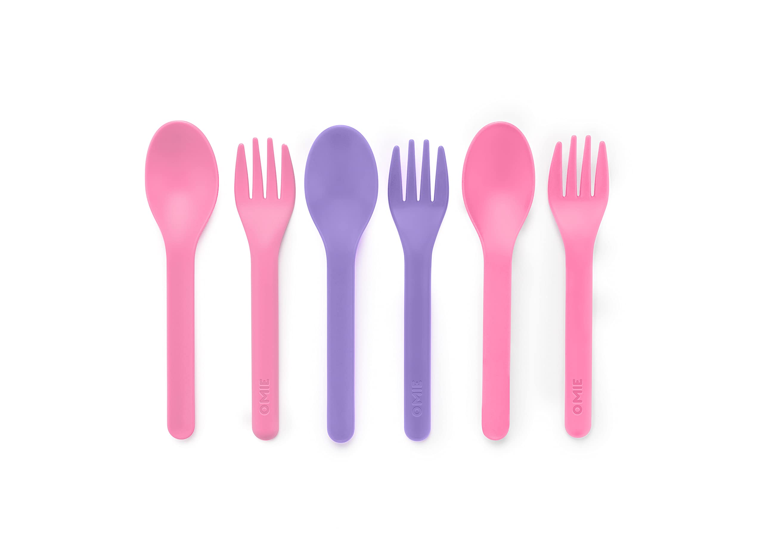 Omie OmieBox Utensil Refill Pack for OmiePod - Matches Bubble Pink or Lilac Purple OmieBox Utensil Set with Case - Reusable, Travel, Lunch Boxes - 6 pieces total (3 spoons + 3 forks) PODS NOT INCLUDED