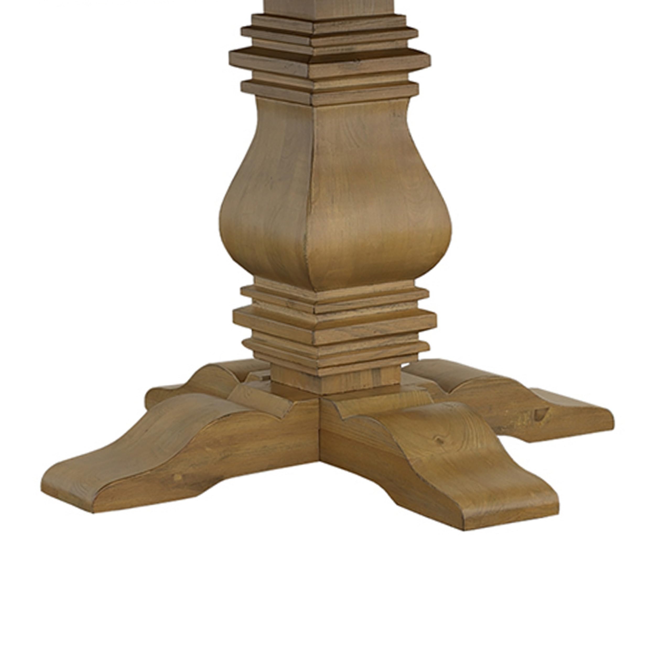 Benjara BM302408 60 in. Som Cross Pedestal Base & Rustic Smoke Brown Round Dining Table Gray
