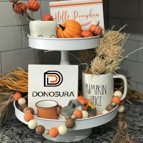 Donosura 2 Tier Tray, White Cupcake Stand Easter Tiered Tray Decor Stands Metal Round Tiered Serving Tray Dessert Dispaly Cupcake Tower for Birthday Wedding Graduation Cememory Party