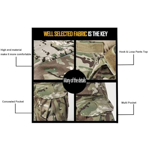 H World Shopping Military Army Tactical Airsoft Paintball Shooting Pants Combat Men Pants with Knee Pads Woodland (Medium)