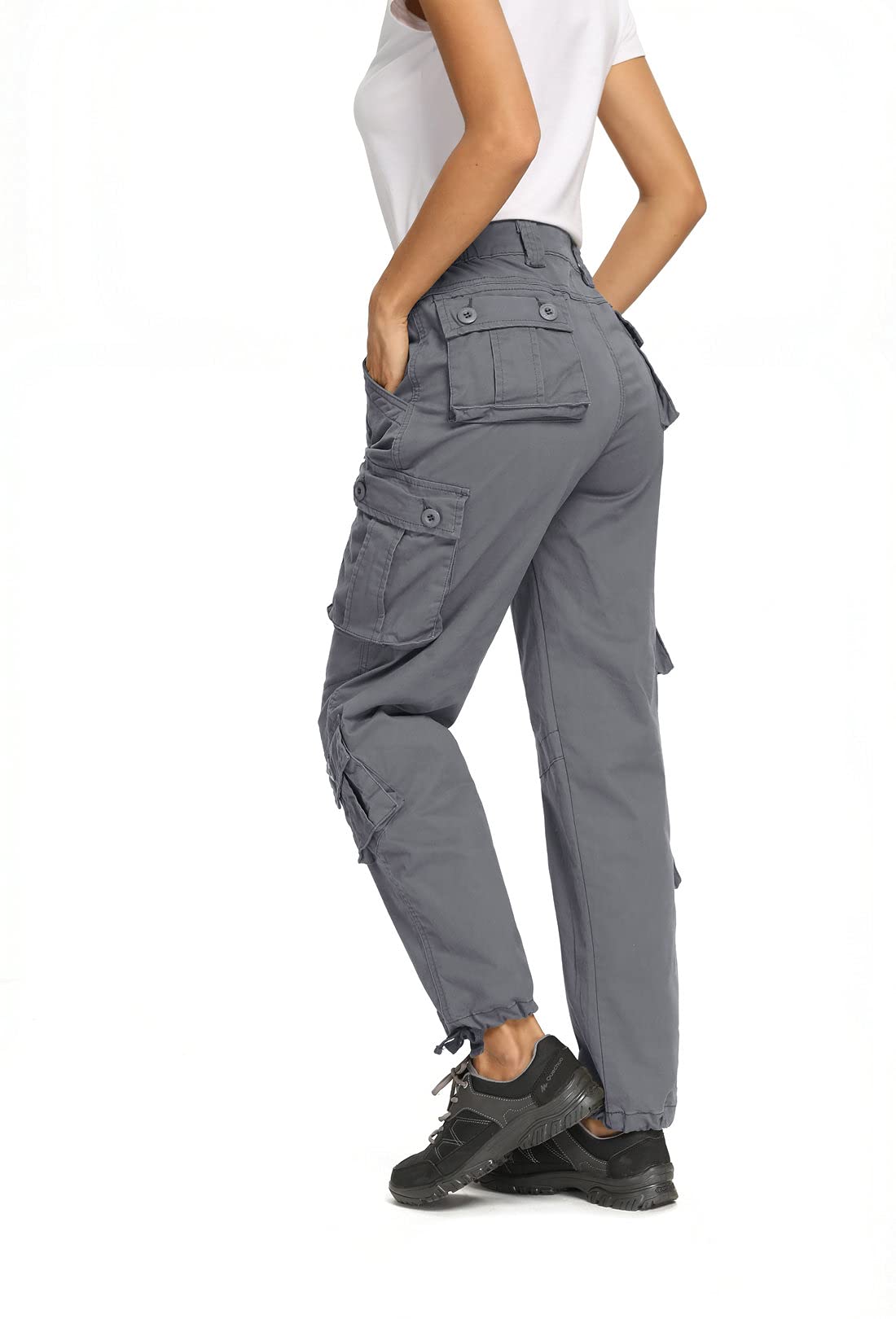 Raroauf Work Cargo Pants Womens Cotton Casual Military Combat Tactical Pants,Rip-Stop Outdoor Hiking Trousers Grey US 14