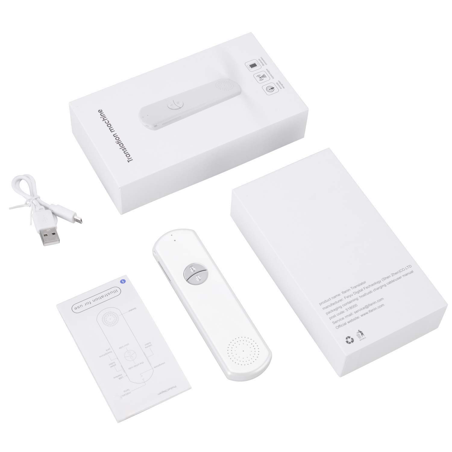 Alopoon Instant Translator,English Spanish Translator,Two Way Smart Language Translator Device,Electronic Voice Pocket Translator Supports 52 Languages for Meeting Learning Travel Business(White)