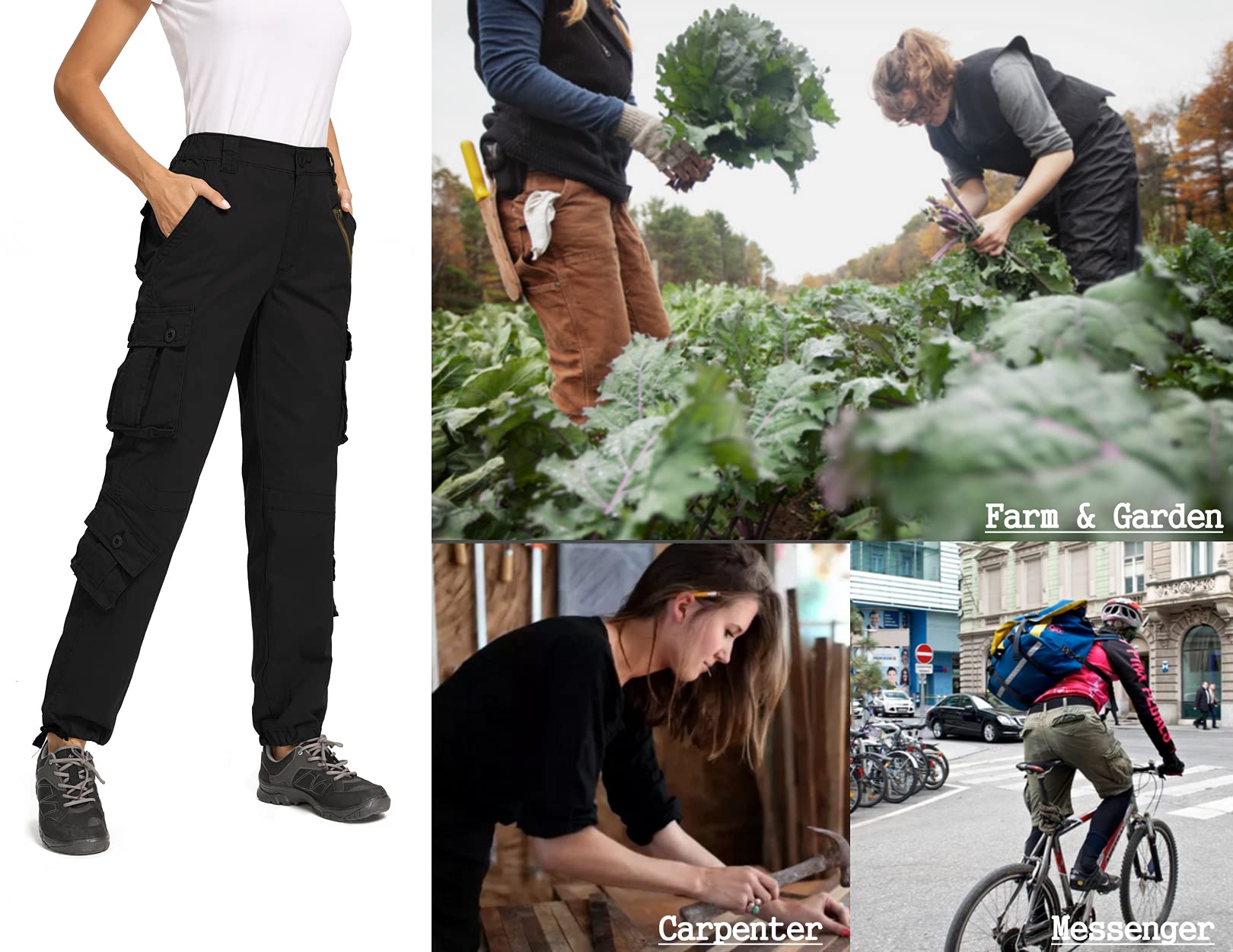 Raroauf Work Cargo Pants Womens Cotton Casual Military Combat Tactical Pants,Rip-Stop Outdoor Hiking Trousers Grey US 14