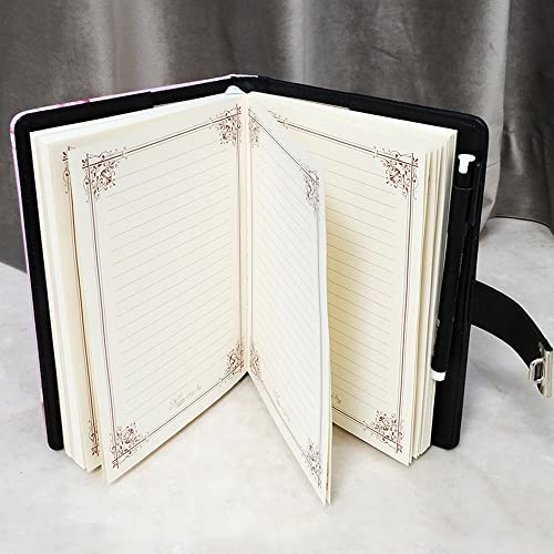 AZPINGPAN Cartoon PU Leather Cover Lock Diary Journal Office Learning Writing Notebook Thickening Portable Planner Organizer Digital Password Notebook Locking Personal Diary