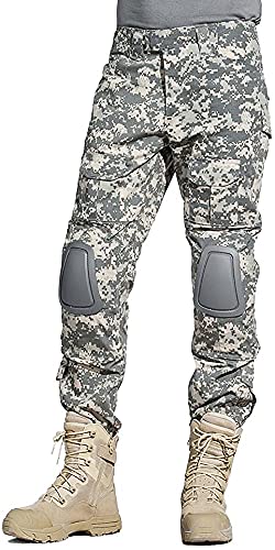 JSFOIRYROU Mens Tactical Military Suits Long Sleeve Waterproof Rip-Stop Uniforms Combat Shirt and Pants Elbow Knee Pads (Gray,XX-Large)