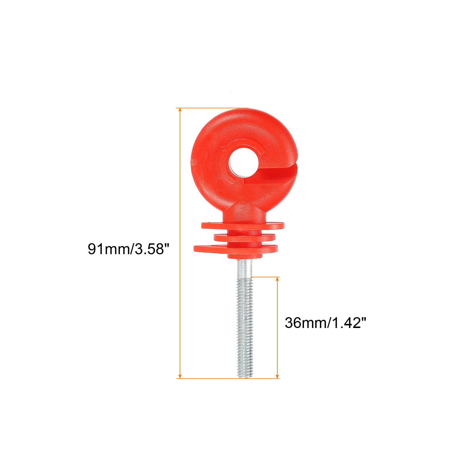 PATIKIL Electric Fence Insulator Screw-in Ring Insulator 12pcs Wood Post Insulator Red for Farm Fencing Power Grid System with Nut