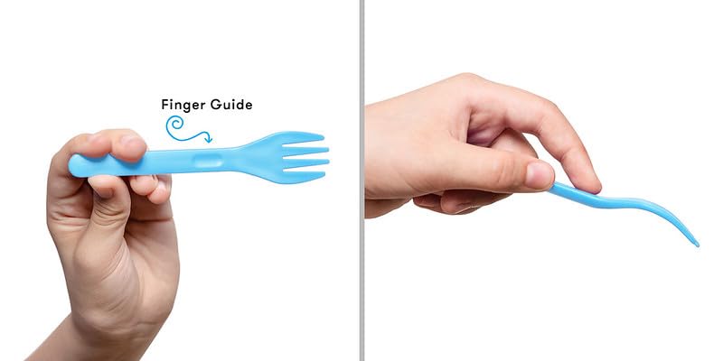 Omie OmieBox Kids Utensils Set with Case - 2 Piece Plastic, Reusable Fork and Spoon Silverware with Pod for Kids (Blue)