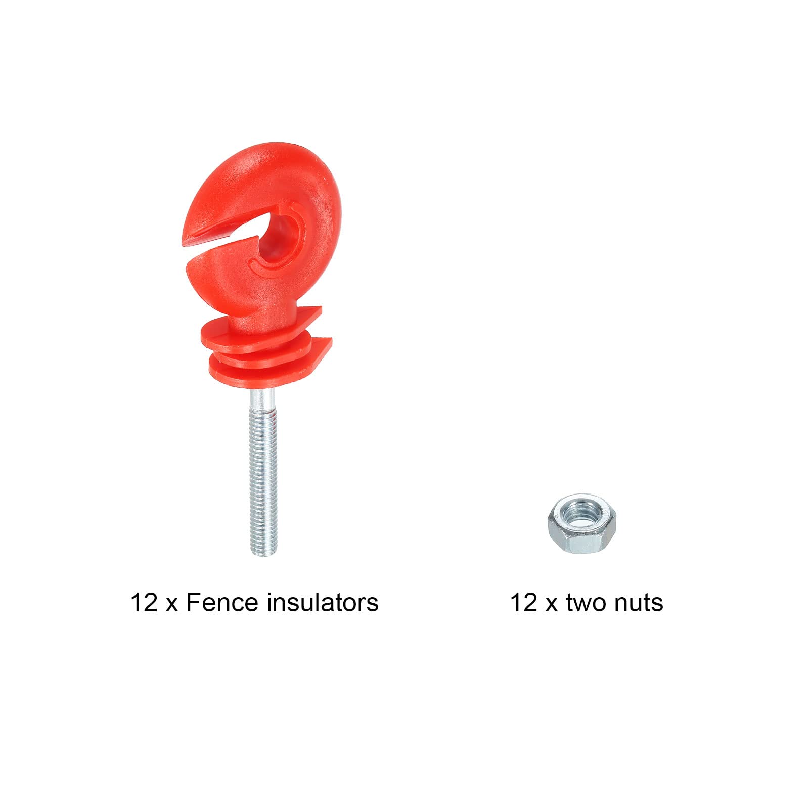 PATIKIL Electric Fence Insulator Screw-in Ring Insulator 12pcs Wood Post Insulator Red for Farm Fencing Power Grid System with Nut