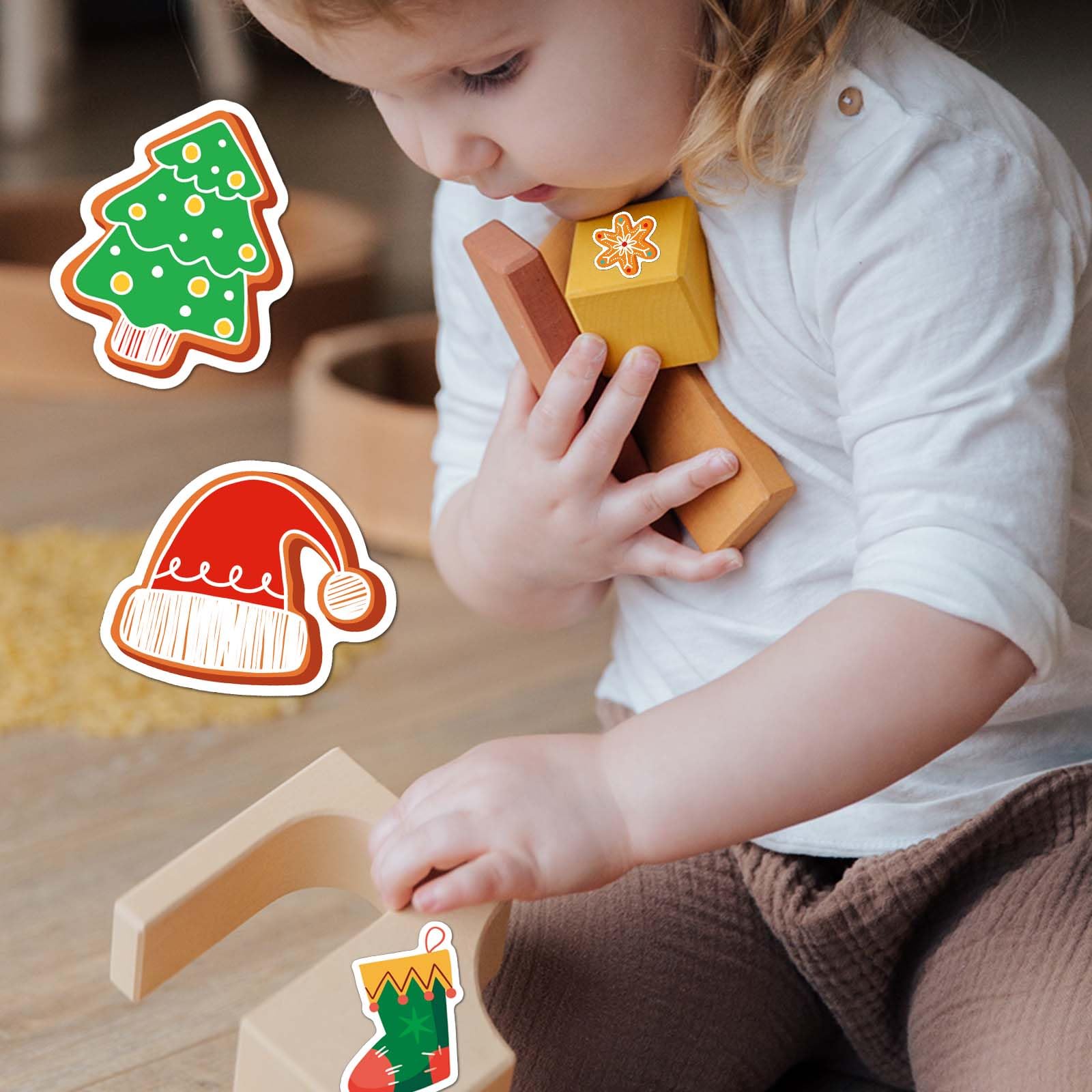 Christmas Stickers 100 PCS, Cute Vinyl Waterproof Cartoon Stickers for Kids, for Stationery, Luggage, Skateboard, Guitar, Laptop, Computer, Teaching Rewards