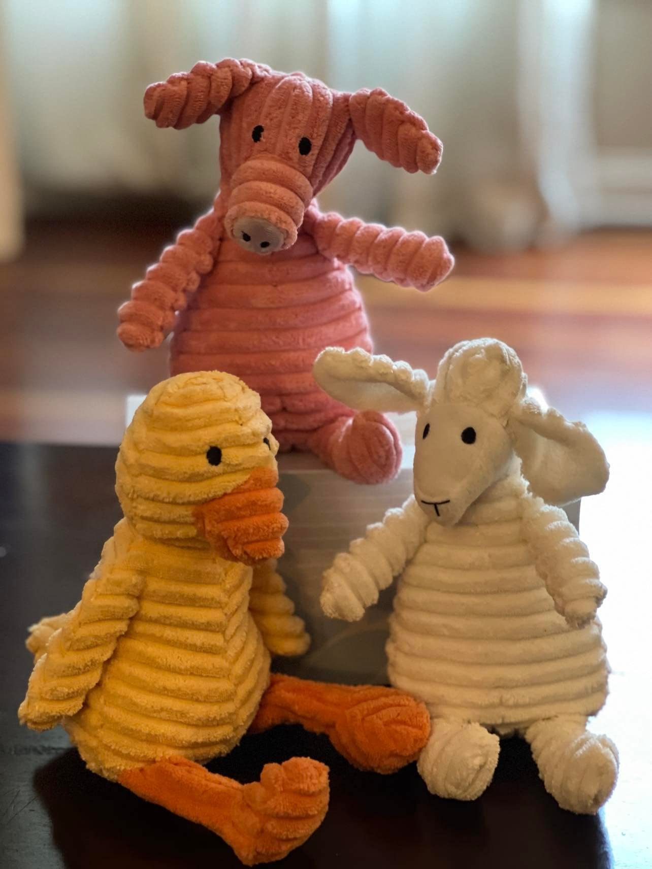 Adorable Plush and Squeaky Dog Chew Toys (3-Pack, Duck, Lamb, and Pig) - by Imbo Pets