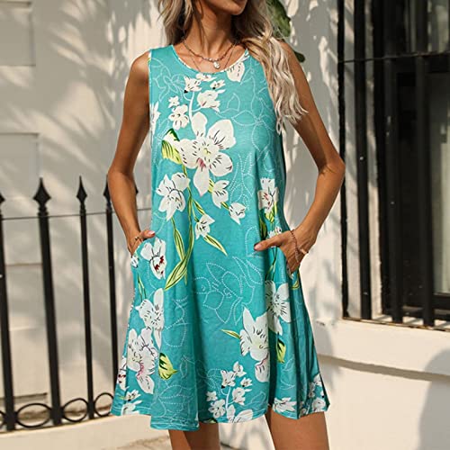 Cnebo Formal Dresses for Women 2023 Women's Summer Loose Tassel Sleeveless Printed Dress Black