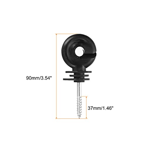 PATIKIL Electric Fence Insulator Screw-in Ring Insulator 12pcs Wood Post Insulator Black for Farm Fencing Power Grid System