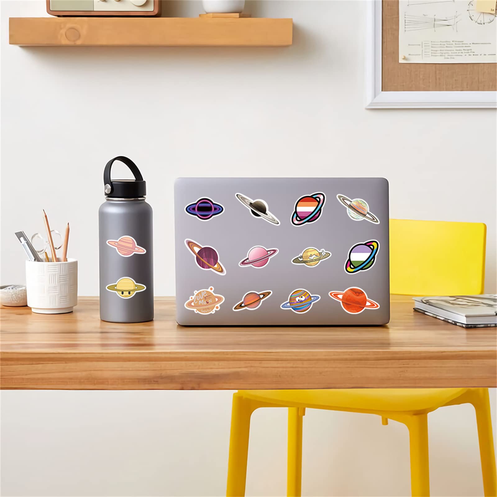 Funimost Cool Planet Space Stickers 60PCS Galaxy Stickers Gifts for Kids Teens Adults, Vinyl Waterproof Universe Stickers for Laptop Water Bottles
