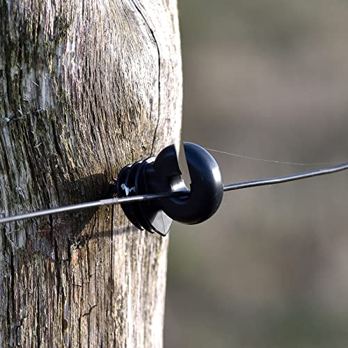 PATIKIL Electric Fence Insulator Screw-in Ring Insulator 12pcs Wood Post Insulator Black for Farm Fencing Power Grid System