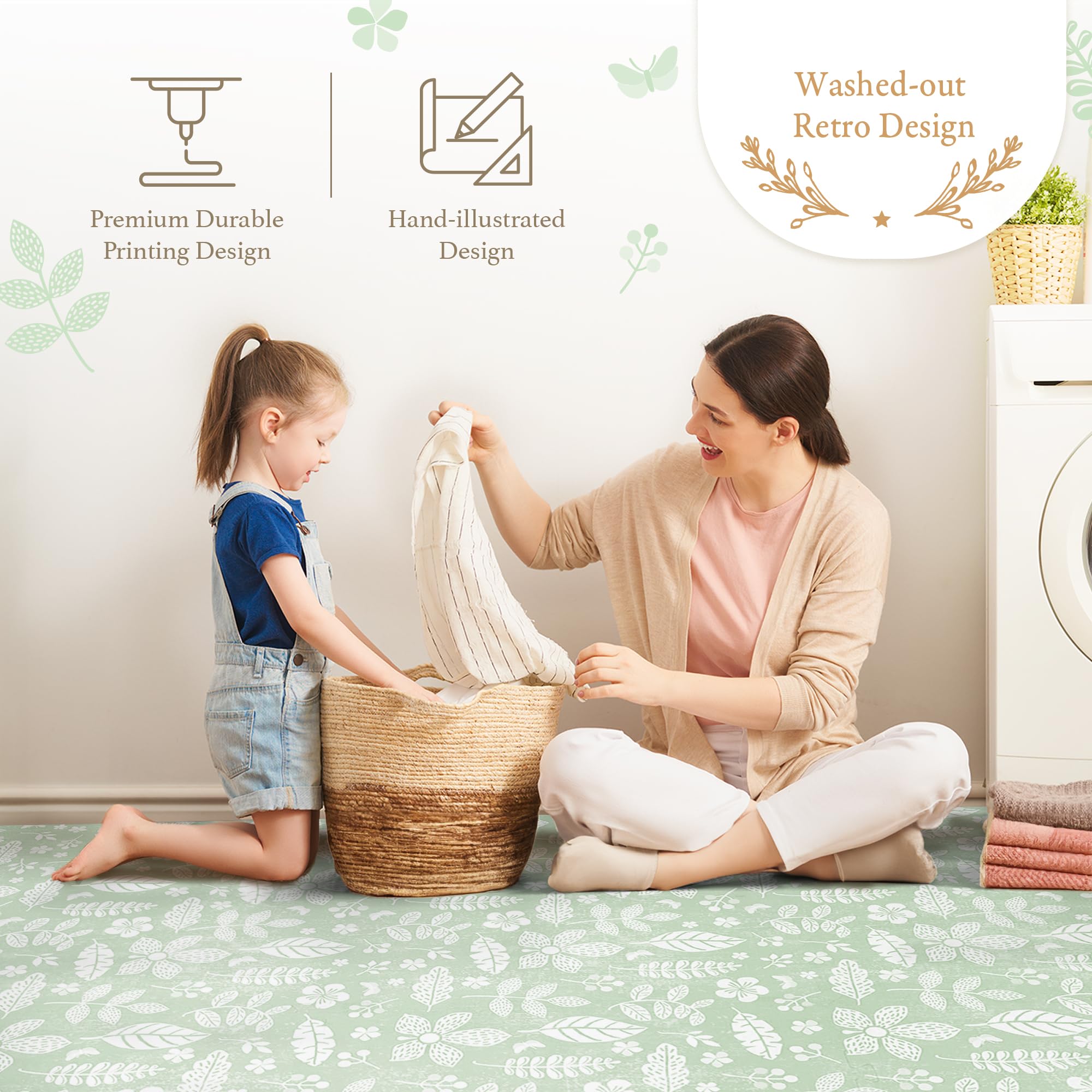 Popsykosy Premium Exercise & Baby Foam Play Mats - Stylish & Large Non-Toxic Puzzle Floor Mat - 6 Tiles - Spacious 6ft x 4ft - Peel-Resistant Reinforced - Soft, Thick, Waterproof - Olive Green