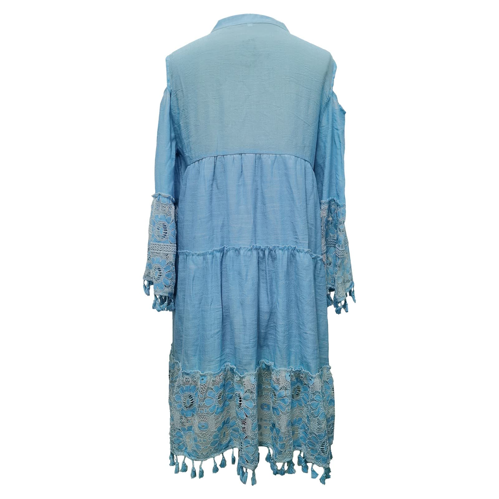 Long Dresses for Women Wedding Guest Ladies Lace Tassel Hollow Stitching Sunscreen Blouse Casual Dress