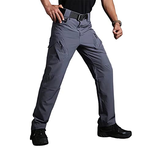BIYLACLESEN Mens Camping Pants Mens Work Pants Outdoor Pants Hiking Pants Tactical Pants Windproof Pants Climbing Pants Quick Dry Pants Men Fishing Pants Military Pants for Men Grey