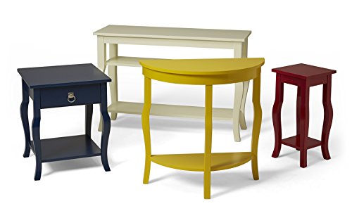 Kate and Laurel Lillian Wood Pedestal End Table with Curved Legs and Shelf, Red
