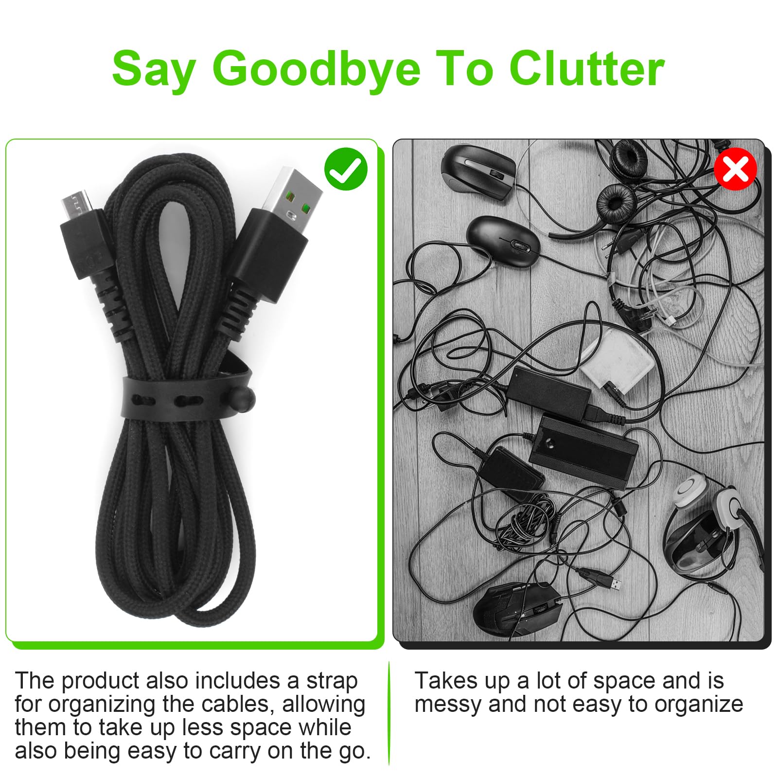 Toxaoii USB Micro Braided Mouse Charging Cable, Naga Pro 20000 DPI Charging Cord Compatible with Razer Naga Pro, DeathAdder V2 Pro, Basilisk, Viper Ultimate Wireless Gaming Mouse Charging Cord, 5.9FT