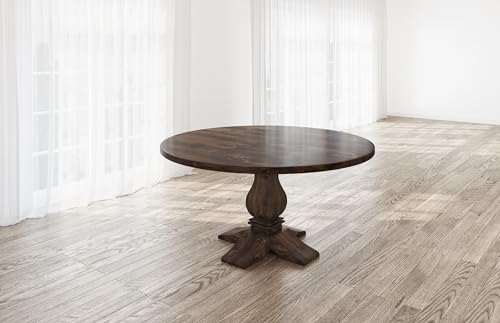 JAMES + JAMES Knotty Alder Round Top Heirloom Pedestal Table (Tobacco, 48" Round x 30" H)