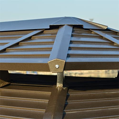 ZZBJ 10x12 Hardtop Gazebo with Aluminum Frame, Metal Roof Gazebo Canopy with Curtains and Netting for Gardens, Patios