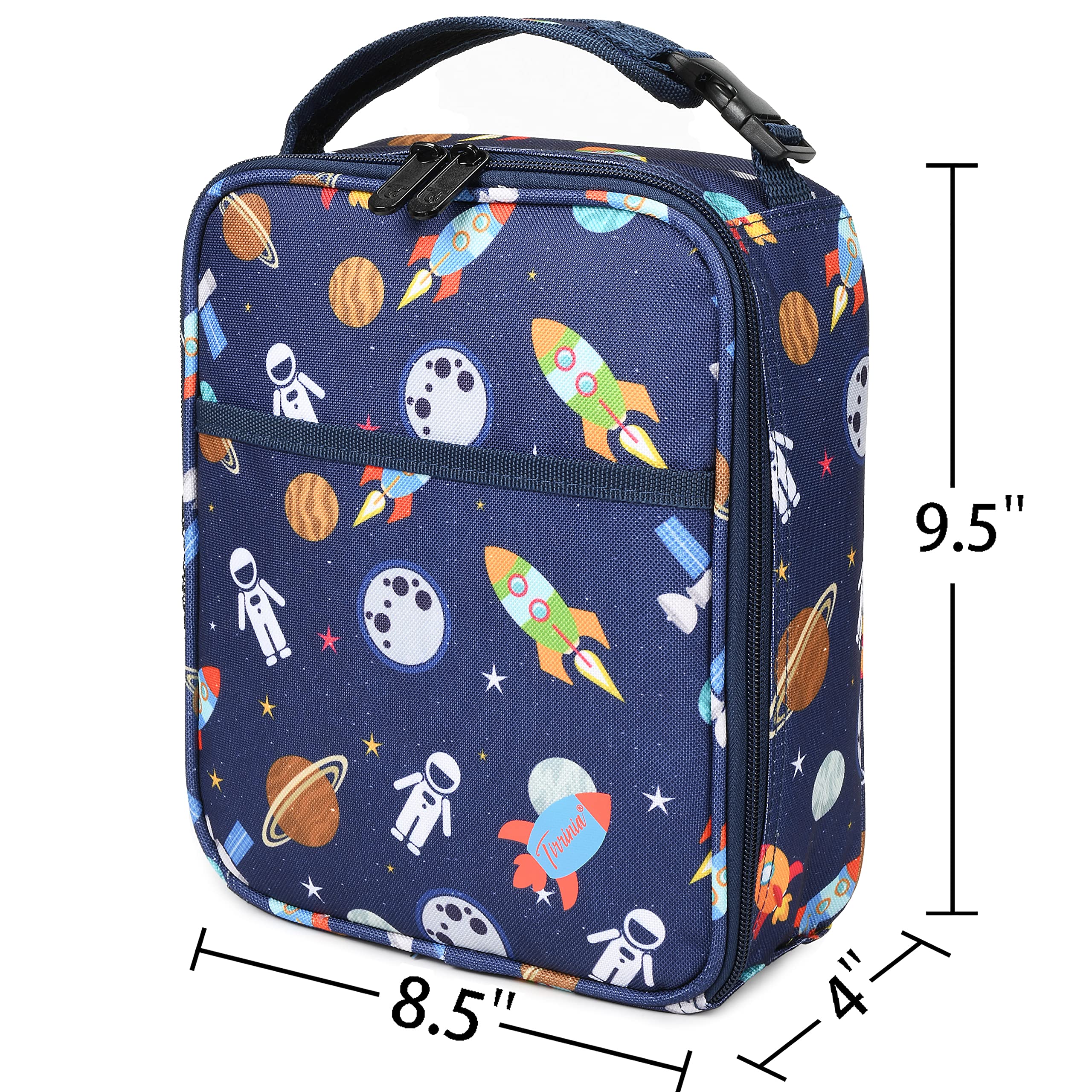 Tirrina Insulated Lunch Box for Men Women, Portable Thermal Small Lunch Bag for Office Work Picnic, Reusable Compact Lunchbox Cooler Tote for Adults, Space Pattern