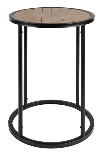 Canarm Birkett Round Metal Side Table, 15.75" W x 15.75" H x 23.63" D - Casual Living Room & Bedroom Pedestal End Table in Brown with Easy Assembly