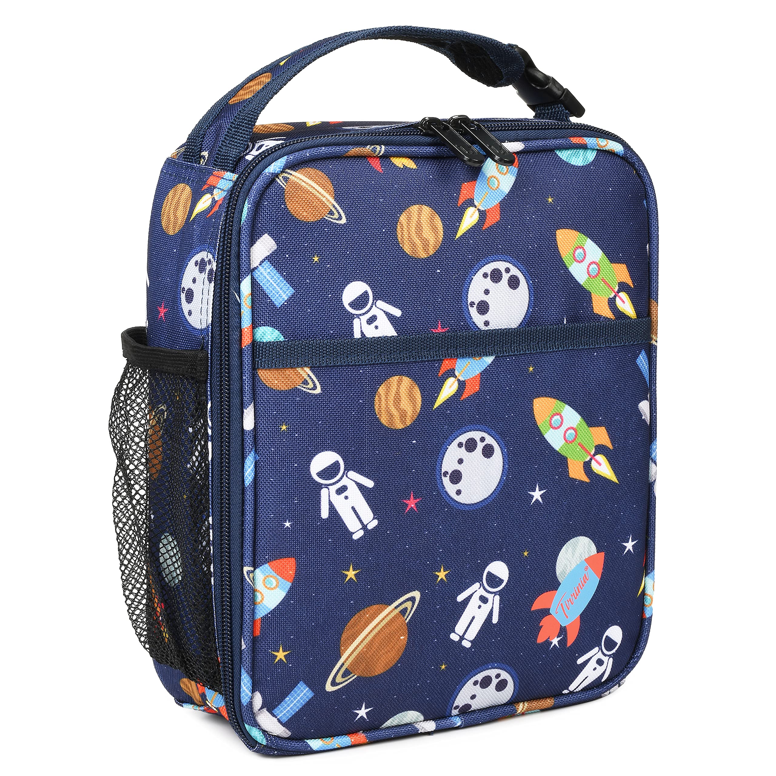 Tirrina Insulated Lunch Box for Men Women, Portable Thermal Small Lunch Bag for Office Work Picnic, Reusable Compact Lunchbox Cooler Tote for Adults, Space Pattern