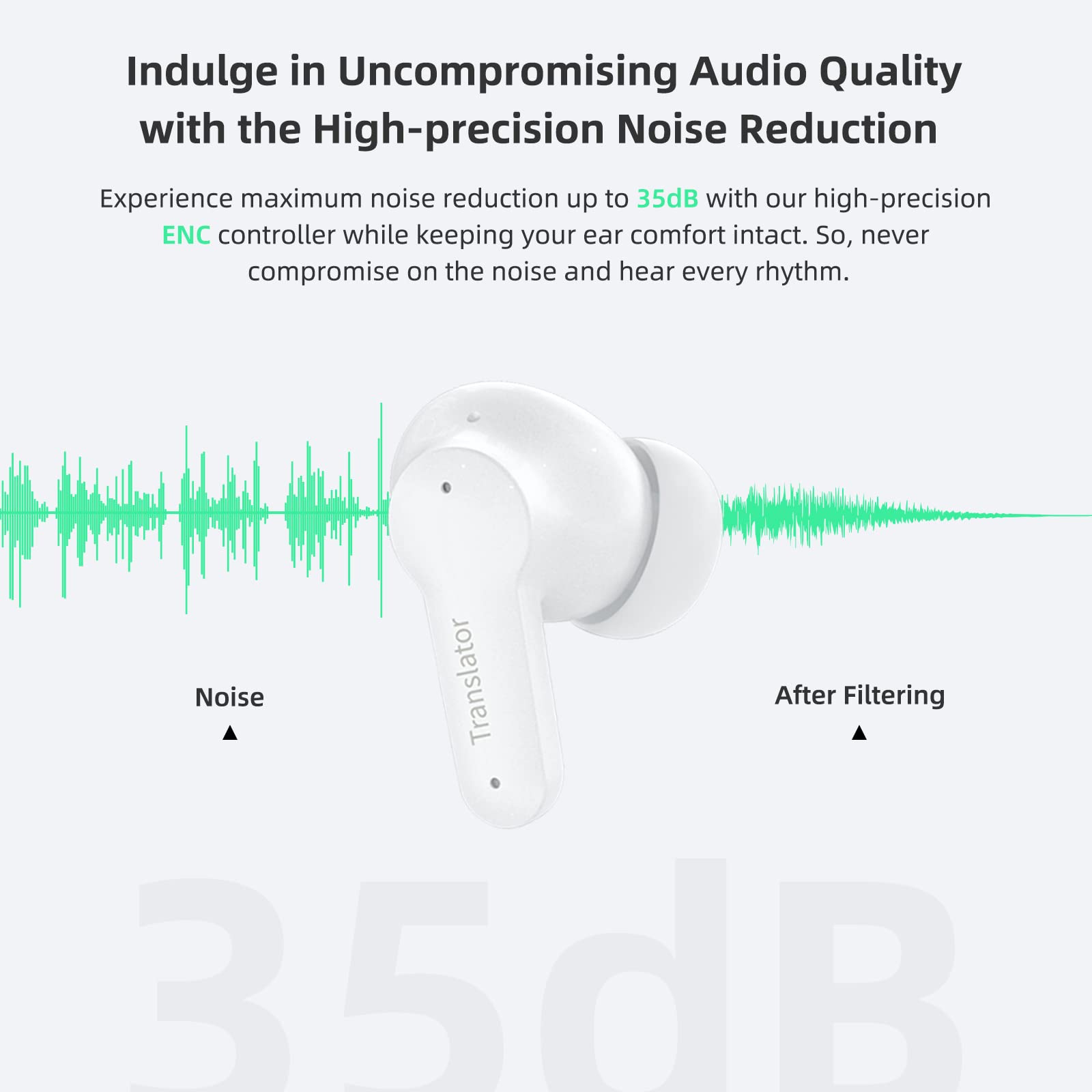 ANFIER Language Translator Earbuds Online Support 144 Languages & Accents Translation Music and Calling 3-in-1 Wireless Translator Device with APP Fit iOS & Android
