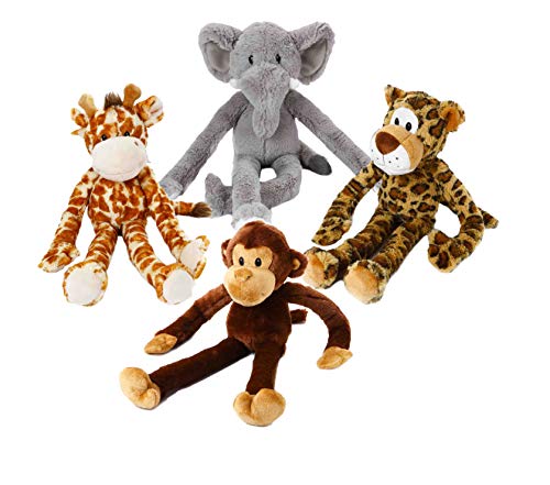 Swingin Safari 19-Inch Large Plush Dog Toy with Extra Long Arms and Legs with Squeakers