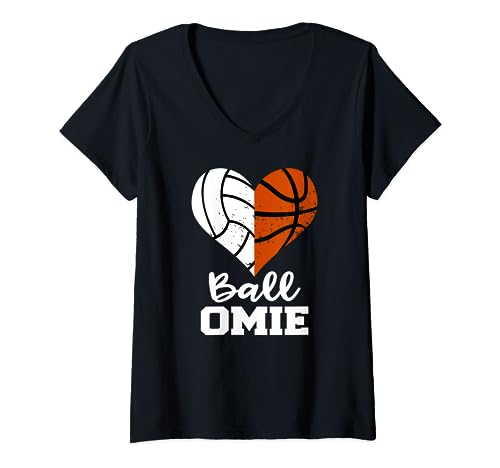 Ball Omie Heart Funny Volleyball Basketball Omie V-Neck T-Shirt