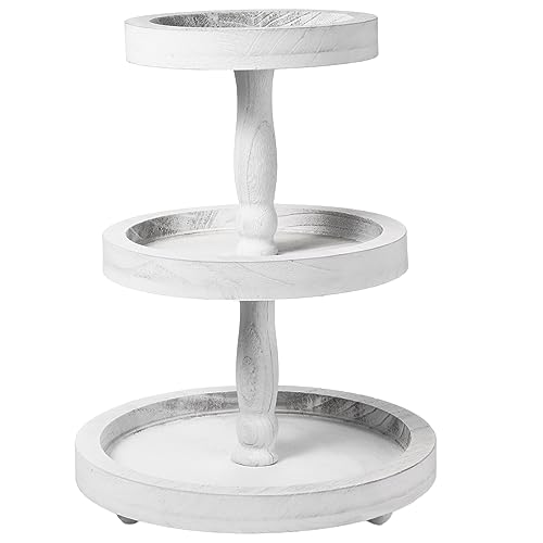 Nuanchu 3 Tier Cupcake Stand Holder Three Tier Serving Tray Cupcake Stand White 3 Cupcake Tower for Dessert Table Party Farmhouse Display Tea Cake Birthday Wedding