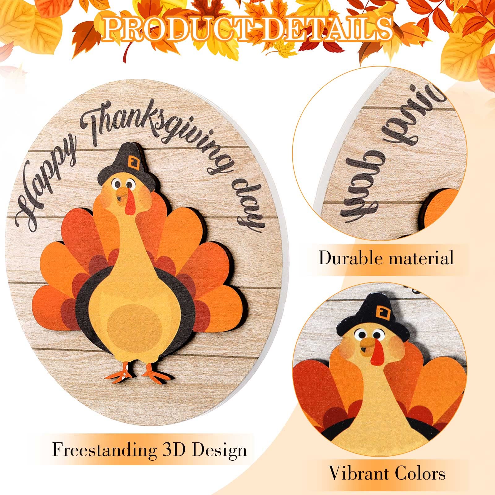 5 Pieces Fall Tiered Tray Decor Thanksgiving Tiered Tray Set Fall Farmhouse Mini Wood Signs Autumn Turkey Pumpkin Sign Decorations for Thanksgiving Harvest Decoration
