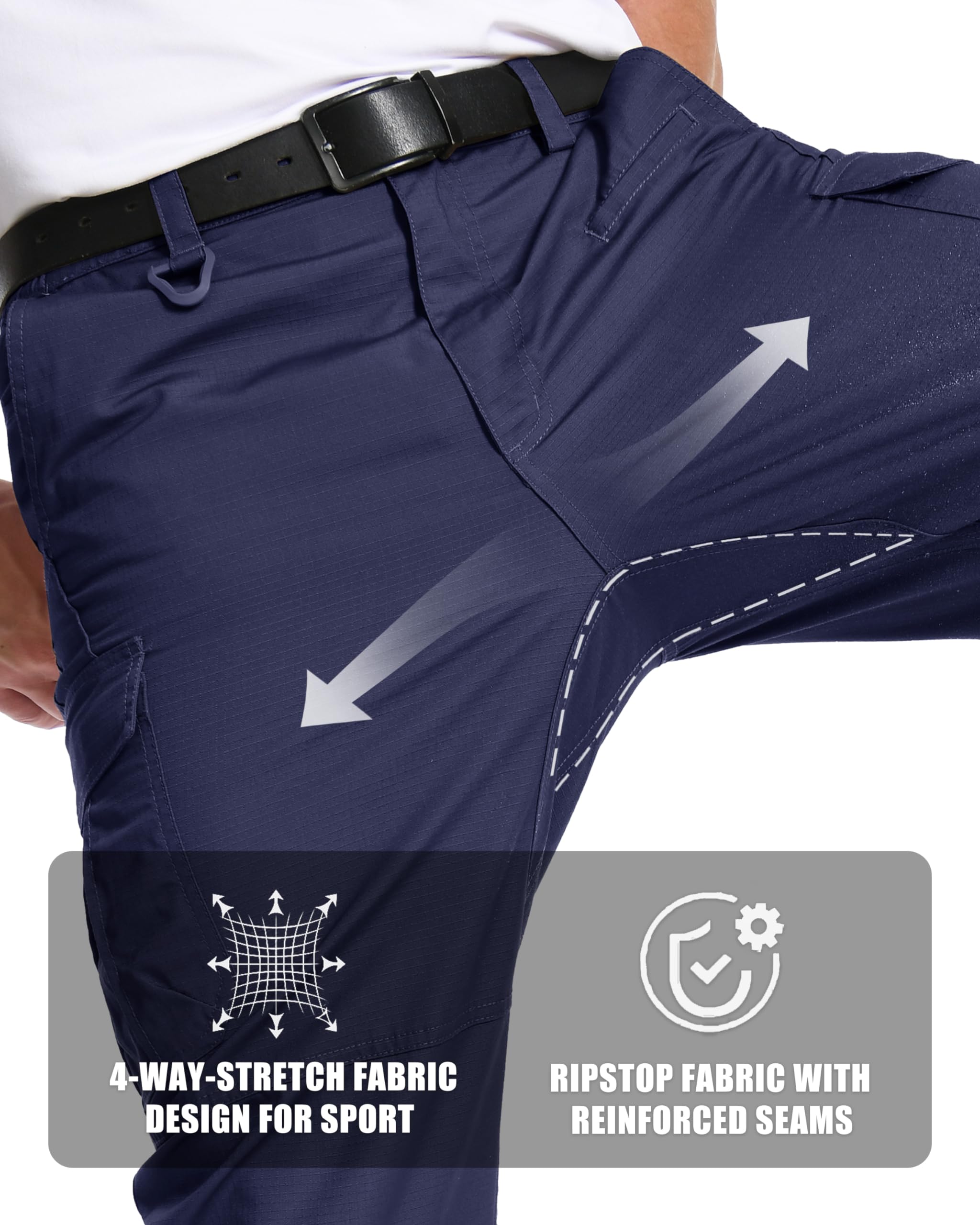 MAGCOMSEN Hiking Pants for Men Quick Dry Military Pants Tactical Pants 9 Pockets Outdoor Pants for Men Lightweight Pants Navy 38