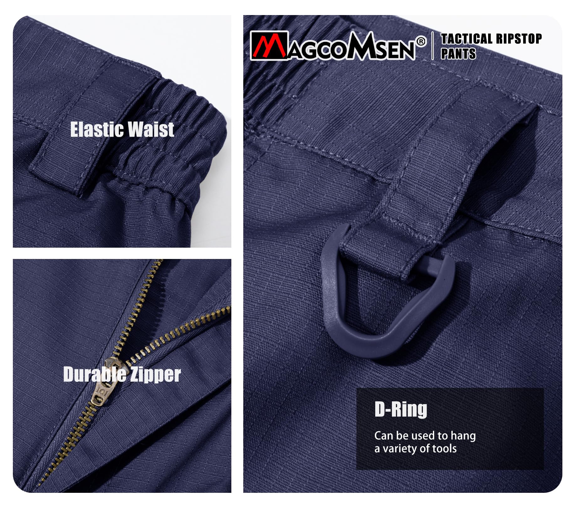MAGCOMSEN Hiking Pants for Men Quick Dry Military Pants Tactical Pants 9 Pockets Outdoor Pants for Men Lightweight Pants Navy 38