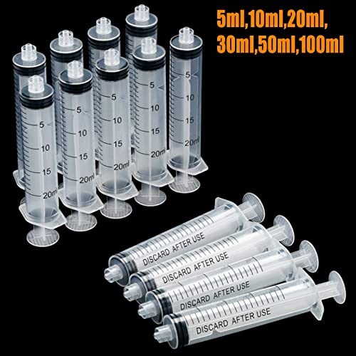 4 Pack 50ml Plastic Syringe Luer Lock With Measurement No Needle for Scientific Labs Liquid Measuring