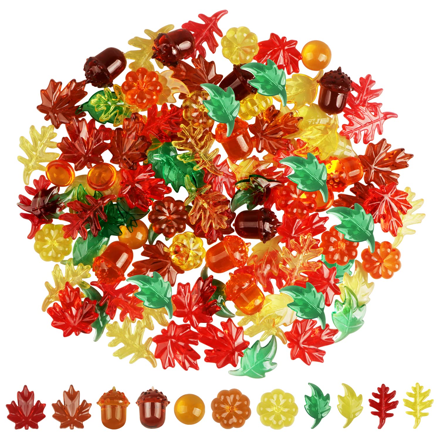 Songjum 105 PCS Acrylic Leaves Fall Vase Filler Decor Very Crystal Clear Acrylic Fall Decorations Thanksgiving Table Scatter for DIY Crafts Home Decoration Thanksgiving Autumn Decor