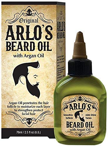 Arlo's 5-PC Mens Premium Beard Grooming Kit w/ Argan Beard Oil 2.5oz -Beard Oil, Beard Brush, Beard Comb, Beard Scissors & Carry Bag