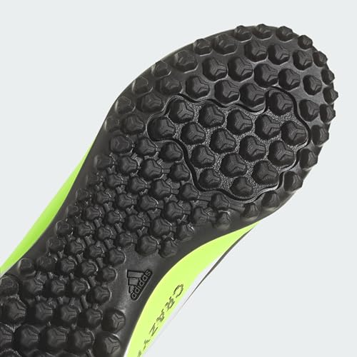 adidas X Crazyfast.4 Turf Sneaker, White/Core Black/Lucid Lemon, 5 US Unisex Big Kid