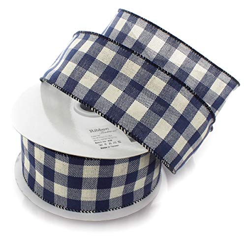 Ribbon Traditions Vintage Red/Blue Plaid Flannel Wired Ribbon 2 1/2" By 25 Yards
