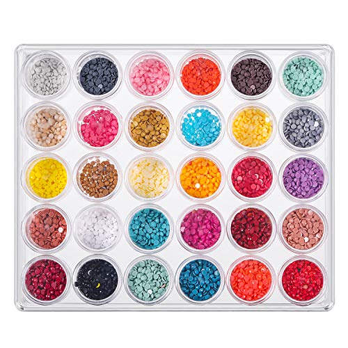 Blulu Clear Plastic Bead Storage Containers Set with 30 Pieces Storage Jars Diamond Painting Accessory Box Transparent Bottles with Lid for DIY Diamond, Nail and Other Small Items (1.85 x 1 Inch)