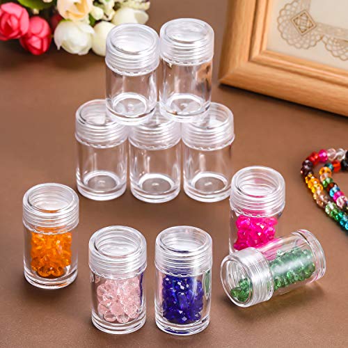 Blulu Clear Plastic Bead Storage Containers Set with 30 Pieces Storage Jars Diamond Painting Accessory Box Transparent Bottles with Lid for DIY Diamond, Nail and Other Small Items (1.85 x 1 Inch)